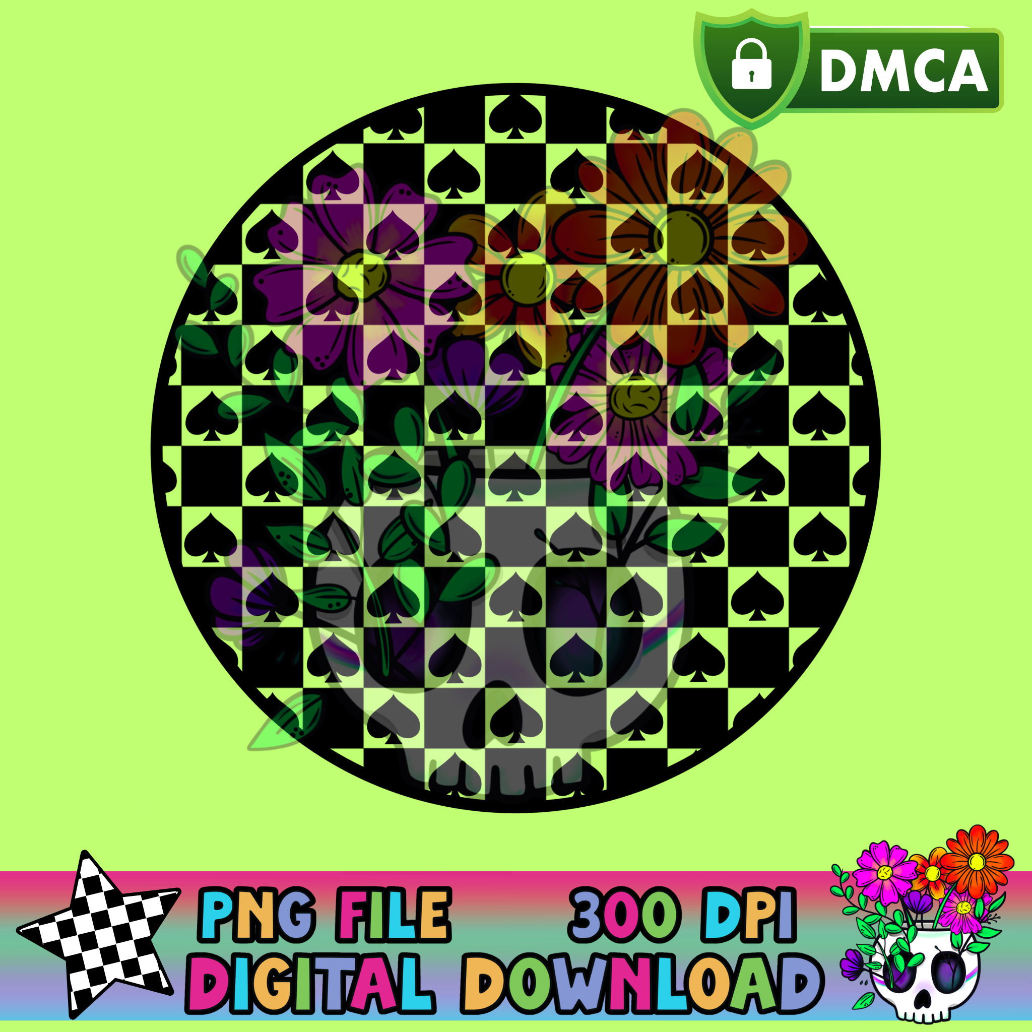 Checkered Spade Circle - PNG – VibrantXpressions